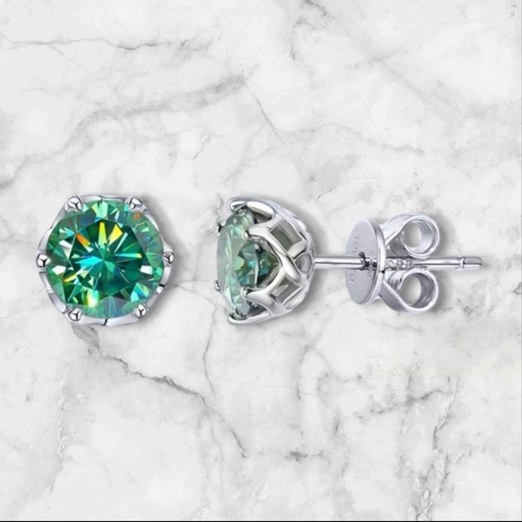 Certified Gale Moissanite | Jewelry | Ctw Cyan Moissanite Earrings ...